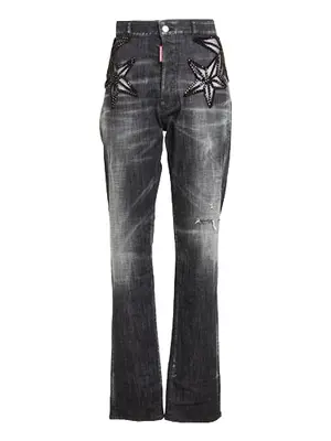 Dsquared2 Straight-leg Jeans With Crystal Embellishments - Black