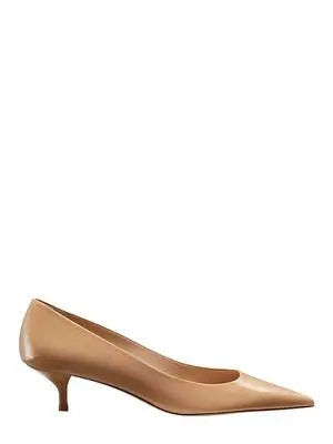 STUART WEITZMAN Patent Kitten Pumps - Beige