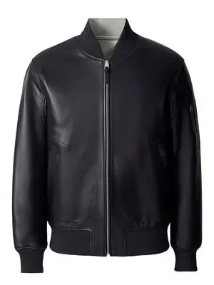 Mackage Easton-sa 2-in-1 Reversible Leather Bomber Jacket - Navy-mid Grey