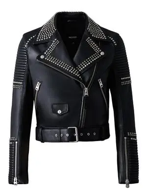 Mackage Studded Leather Biker Jacket - Black