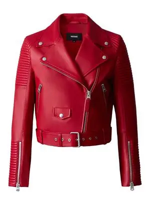 Mackage Masina Leather Biker Jacket - Lava