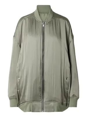 Rick Owens Peter Oversized Padded Satin Bomber Jacket - Green