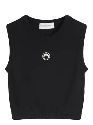 MARINE SERRE Moon Logo Knit Vest - Black