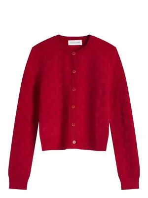 MARINE SERRE Moon Jacquard Knit Fitted Cardigan - Red