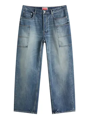 Kenzo Cargo Monkey Fit Jeans - Medium Stone Blue