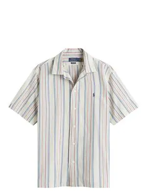 Polo Ralph Lauren Classic Fit Stripe Vacation Shirt - Off White/red Multi