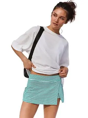 Free People Printed Mini Skort - Court Stripe Green Glow