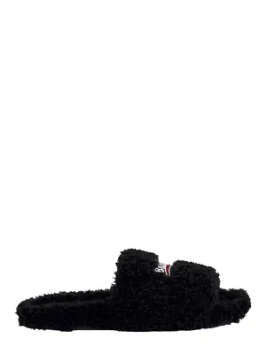 Balenciaga Furry Slide Sandal - Black