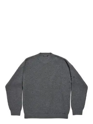 Balenciaga Crewneck Wool Knit Sweater - Grey & Silver