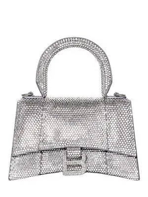 Balenciaga Hourglass Xs Handbag With Rhinestones - Grey & Silver
