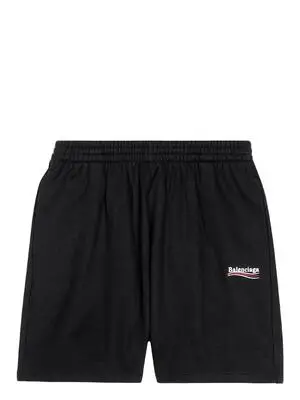 Balenciaga Political Campaign Fleece Sweat Shorts - Black