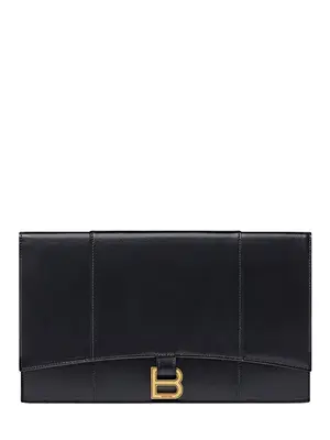 Balenciaga Hourglass Flat Pouch With Flap - Black