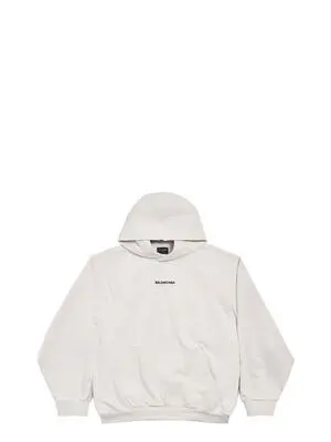 Balenciaga Medium Fit Fleece Hoodie - White