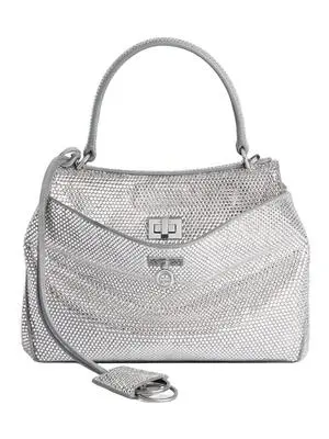 Balenciaga Rodeo Handbag Mini With Rhinestones - Grey