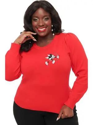 Unique Vintage UNIQUE VINTAGE Embroidered Long Sleeve Sweater Red