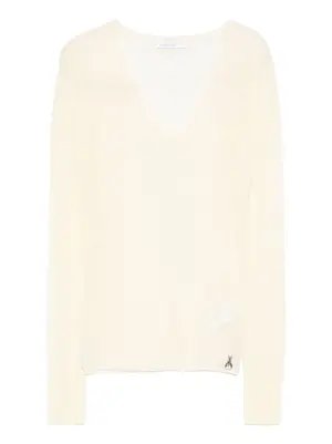 Patrizia Pepe Fine-knit V-neck Sweater - Neutrals