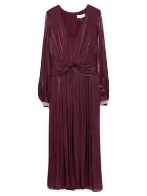 NISSA Pleated Chiffon Midi Dress - Purple