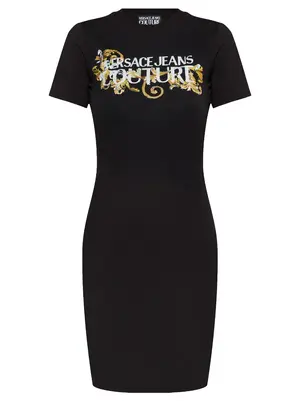 Versace Crystal Outline Barocco Mini Dress - Black