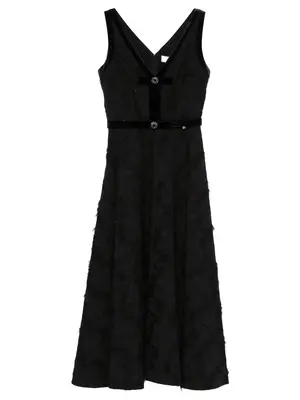NISSA Frayed Midi Dress - Black