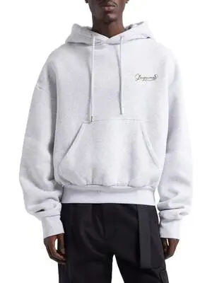 Jacquemus Le Corto Logo Embroidered Hoodie - Uni Club Grey