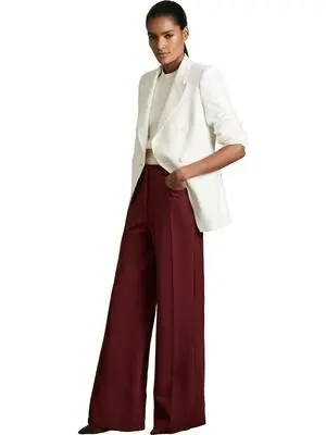 REISS Heather Palazzo Tailored Trousers - Dark Red
