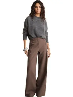 REISS Heather Palazzo Tailored Trousers - Mink Neutral
