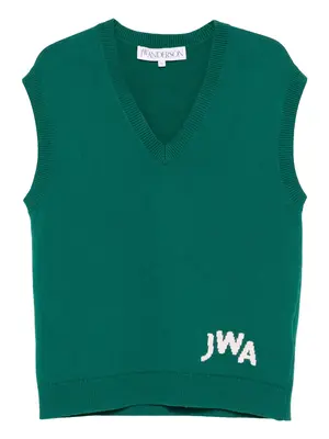 JW Anderson Logo-intarsia Vest - Green
