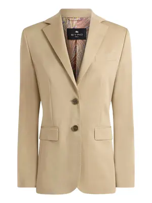Etro Pegaso-buttons Cotton Blazer - Neutrals