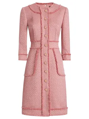 Dolce & Gabbana Frayed-edge Midi Dress - Pink