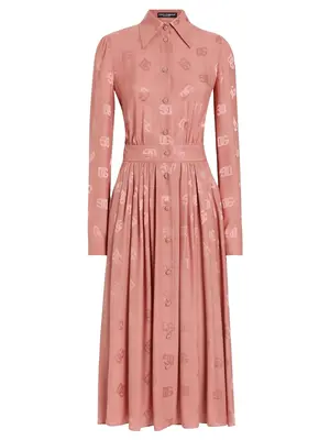 Dolce & Gabbana Dna Monogram-jacquard Midi Dress - Pink