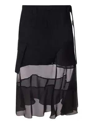 Sacai Asymmetric Midi Skirt - Black