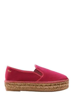 VISCATA Castell Canvas Espadrille Platforms Cherry