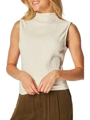 Bella Dahl Funnel Neck Rib Tank - Winter White