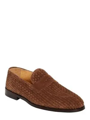 Brunello Cucinelli Brunello Cucinelli Woven Penny Loafer C7655 Brown