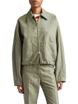 FERRAGAMO FERRAGAMO Patch Pocket Virgin Wool-Blend Jacket Olive/ White