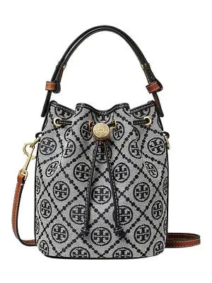 Tory Burch T Monogram Mini Bucket Bag - Navy