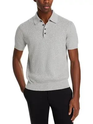 Bloomingdale'S Pointelle Short Sleeve Sweater Polo Exclusive - Heather Gray