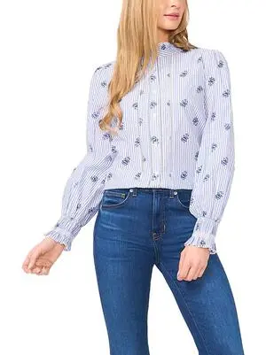 CECE DUPRAZ Ruffle Trim Shirt - Ocean Blue