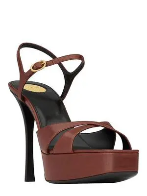 Saint Laurent Debbie Platform Sandals - Aesthetic Brown Lambskin