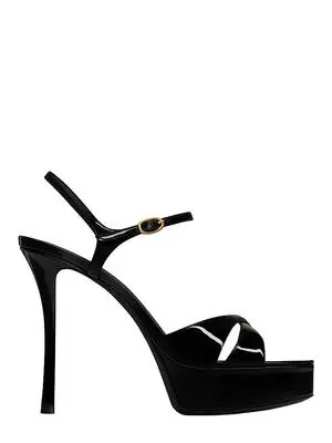 Saint Laurent Debbie Platform Sandals - Black Patent Leather
