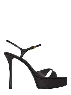Saint Laurent Debbie Platform Sandals - Eagle Brown Lambskin