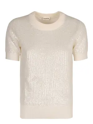 P.a.r.o.s.h Sequined T-shirt - White