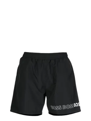 BOSS Logo Print Swim Shorts 007 / Black