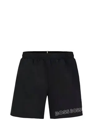 BOSS Logo Print Swim Shorts Black