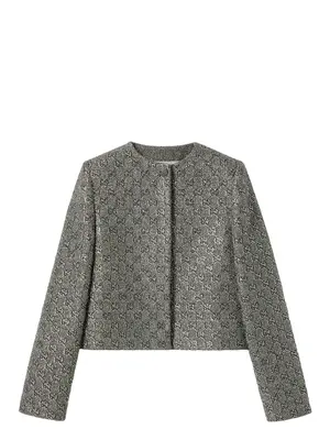 Gucci Gg Embroidered Wool Tweed Jacket - Grey