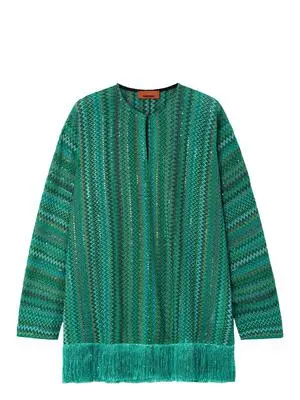 Missoni Fringed Sequin-embellished Crochet-knit Top - Green