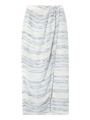 Lisa Marie Fernandez Pleated Striped Linen-blend Gauze Pareo - White