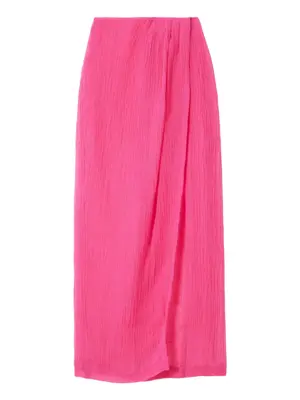 Lisa Marie Fernandez Pleated Crinkled Linen-blend Gauze Pareo - Pink