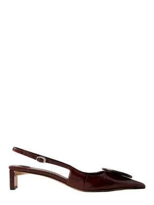 Jacquemus Duelo Embellished Croc-effect Leather Slingback Pumps - Brown