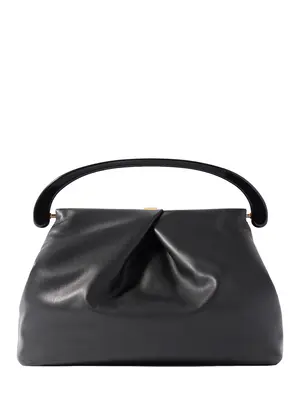Dries Van Noten Pleated Leather Tote - Black